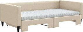 Válenda s přistýlkou a matracemi krémová 100 x 200 cm textil 3196605