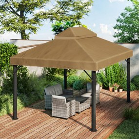 Outsunny náhradní potah pro altán 4 x 3 m, dvojitá střecha s odtokovými otvory, polyester 370 g/m², béžová