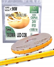 Led pásek Cob 24V silný 18W/m 1800 lm/m Neon linka Double teplá 5M
