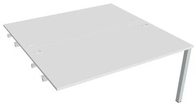 Dvojstůl pracovní řetězící rovný 160×160 cm - Hobis Uni USD 1600 R Dekor stolové desky: bílá, Barva nohou: Stříbrná