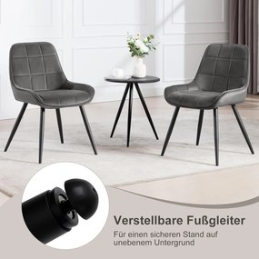 WOLTU Sada 2 čalouněných jídelních židlí z sametu s ergonomickou opěrkou, tmavě šedá