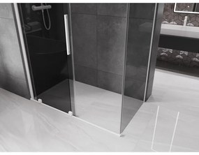 Mexen Velar, sprchový kout s posuvnými dveřmi 130 x 70 cm, 8mm šedé sklo, bílá matná, 871-130-070-41-20