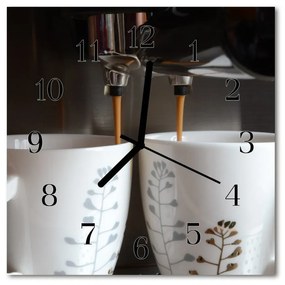 Nástenné skleněné hodiny Kávovar