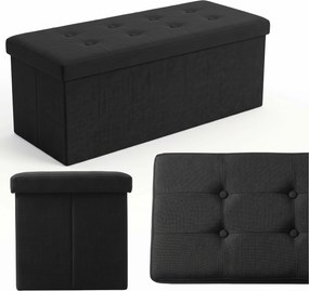 Puf s úložným prostorem obdélníkový, skládací, 110 × 38 × 38 cm, černý