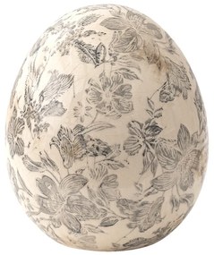 Dekorace vintage vejce se šedými květy Mell French L – 14x16 cm