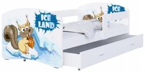 Dětská postel LUKI se šuplíkem BÍLÁ 160x80 vzor ICE LAND