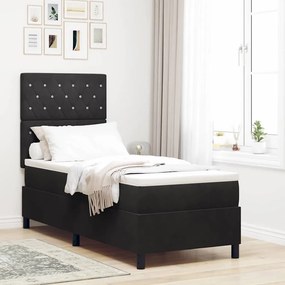 Postel s boxspringem s matrací s čelo Černý 80 x 200 cm samet 3339730