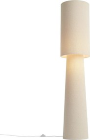 Japandi stojací lampa béžová látka teddy 2-světla - Trompet