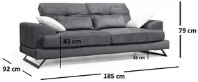 Designová sedačka Heimana 185 cm antracitová