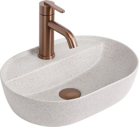 Rea Aura, oválné umyvadlo na desku, 420x300x120mm, béžová-imitace kamene, REA-U3226