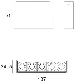 LED2 LINEAR ON 5, stropní LED svítidlo, 3000K, černé Typ svítidla: Stmívatelné DALI / PUSH