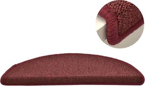 Schodové rohože 15 ks 56 x 17 x 3 cm bordó půlkulaté 322372