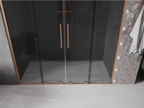 Mexen Velar Duo, posuvné sprchové dveře do otvoru 170 cm, 8mm šedé sklo, měděná matná, 871-170-000-42-65