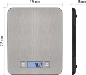 Kuchyňská váha EMOS EV023, digitální, 5 kg, stříbrná, sklo