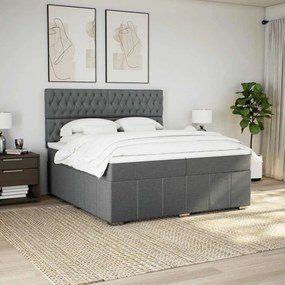 Box spring postel s matrací tmavě šedá 200x200 cm textil 3294083