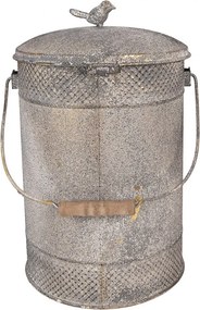 Šedý antik kovový odpadkový koš s pedálem Pitch - 24*24*31 cm