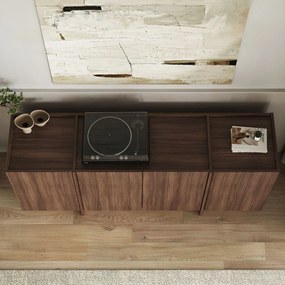 Komoda v dekoru ořechu s dírou na kabely v tmavě přírodní barvě 180x80x45 cm Dorma – Kalune Design