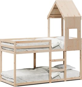 Patrová postel bez matrace 90 x 190 cm masivní borové dřevo 3282002