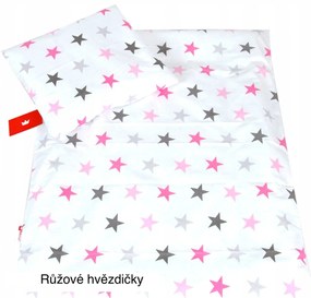 BBL Povlečení do postýlky 120 x 90 cm - růžové hvězdičky