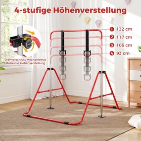 Costway Dětská skládací gymnastická tyč s 4 nastavitelnou výškou a gymnastickými