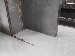 Mexen Velar, posuvné dveře do otvoru typ Walk-In 75 cm, 8mm čiré sklo, růžové zlato, 871-075-000-03-60
