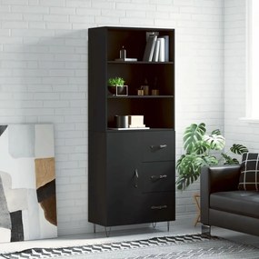 Skříň Highboard Černá 69,5 X 34 X 180 Cm Kompozitní Dřevo Černá 1 dvířka