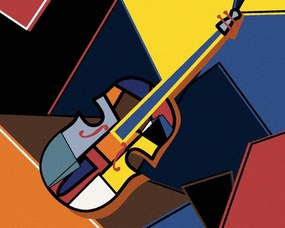 Malování podle čísel violoncello v kubickém stylu, 40x50 cm, vypnuté plátno na rám