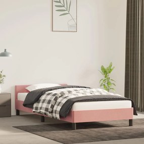 Rám postele s čelem růžový 90x190 cm samet - Default Title