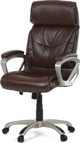 Autronic Kancelářská židle, tmavě hnedá koženka, plast v barvě champagne, kolečka pro tvrdé podlahy KA-Y284 BR