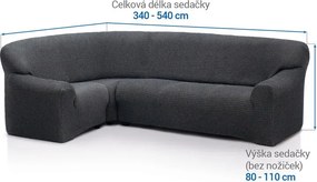 Super strečové potahy  RUBINIA antracitová rohová sedačka (š. 340 - 540 cm)