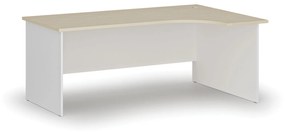Kancelářský rohový pracovní stůl PRIMO WHITE, 1800 x 1200 mm, pravý, bílá/ořech