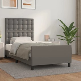 Rám postele s čelem šedý 90x190 cm umělá kůže 3125547