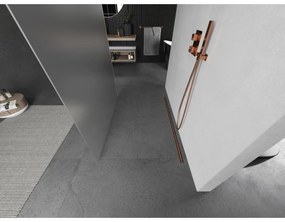 Mexen Kioto, sprchová zástěna Walk-In 140 x 200 cm, 8mm sklo námraza, měděný matný profil, 800-140-002-65-30