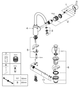 GROHE 32723001 - Umyvadlová baterie FEEL velikost L lesklý chrom