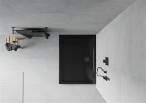 Mexen SLIM - Obdélníková sprchová vanička 110x100x5cm + černý sifon, černá, 40701011B