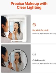 LED koupelnové zrcadlo 3 barvy proti zamlžování nástěnné toaletní zrcadlo 60 × 80 cm