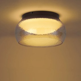 Stropní svítidlo Art Deco hnědé s jantarovým sklem vč. LED 3-stupňově stmívatelné - Thimble