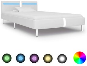 Rám postele s LED světlem bílý umělá kůže 90 x 200 cm