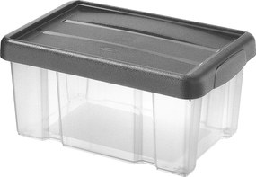 Tontarelli Box PUZZLE s víkem 14 l transparent/grafit, 40,3 x 28,6 x 19 cm