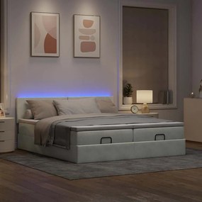 Osmanský rám postele s matracíes světle šedá 200x200cm samet 3312911
