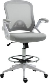 Ergonomická kancelářská židle Vinsetto s sklápěcími opěrkami a nastavitelným kroužkem pod nohy, výškově nastavitelná otočná židle s funkcí naklápění,