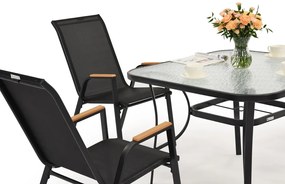 Kovový zahradní nábytek Modena/Bitonto pro 4 osoby se čtvercovým stolem Garden Point černý