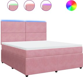 Box spring postel s matrací růžová 180x200 cm samet 3294705