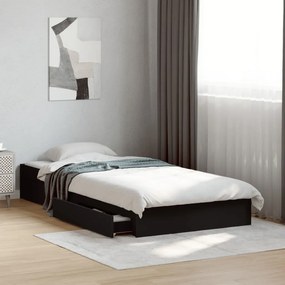 Rám postele se zásuvkami černý 90 x 190 cm kompozitní dřevo 3280707