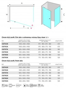 Mereo Sprchový kout, Lima, obdélník, pivotové dveře a pevný díl, chrom ALU, sklo Čiré 1000 x 800 mm