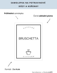Samolepka na kořenky BRUSCHETTA průhledná 3 × 4 cm základní písmo