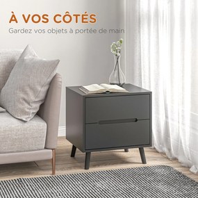 Noční stolek HOMCOM s 2 zásuvkami, moderní design pro ložnici a obývací pokoj, 50 x 40 x 50,5 cm, černý | Aosom