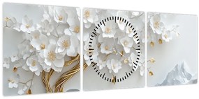 Obraz - 3D elegantní strom života (s hodinami) (90x30 cm)