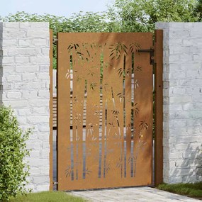 Zahradní branka 100 x 125 cm corten ocel bambusový design 153240