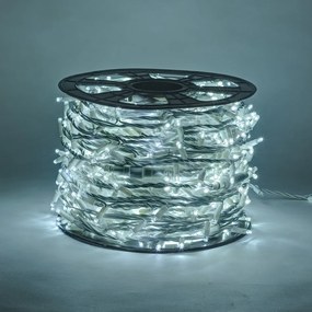 Easy Fix LED světelný řetěz, 100 m, venkovní, ledově bílá s FLASH, 1000 diod, bílý kabel, IP67, cívka